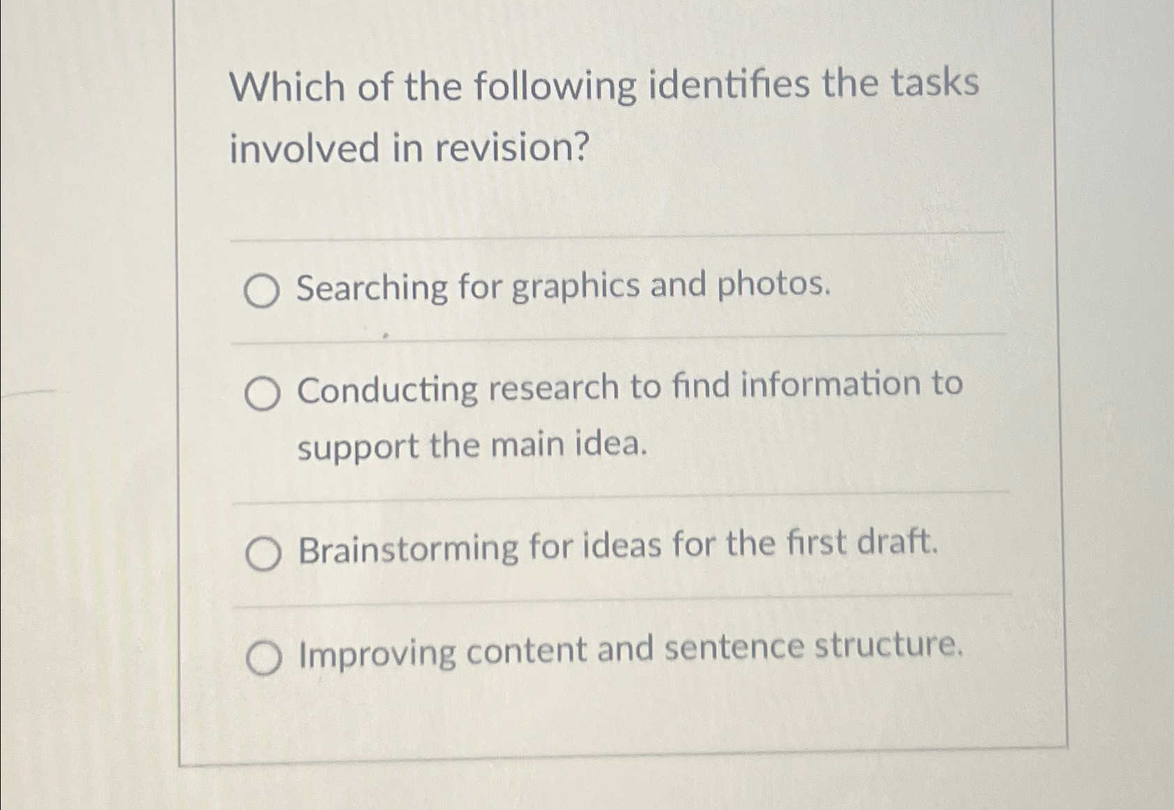 Solved Which of the following identifies the tasks involved | Chegg.com