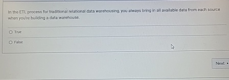 Solved In the ETL process for traditional relational data | Chegg.com