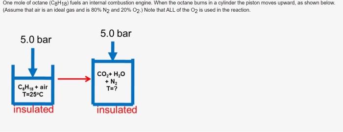 Solved One mole of octane (C8H18) fuels an internal | Chegg.com