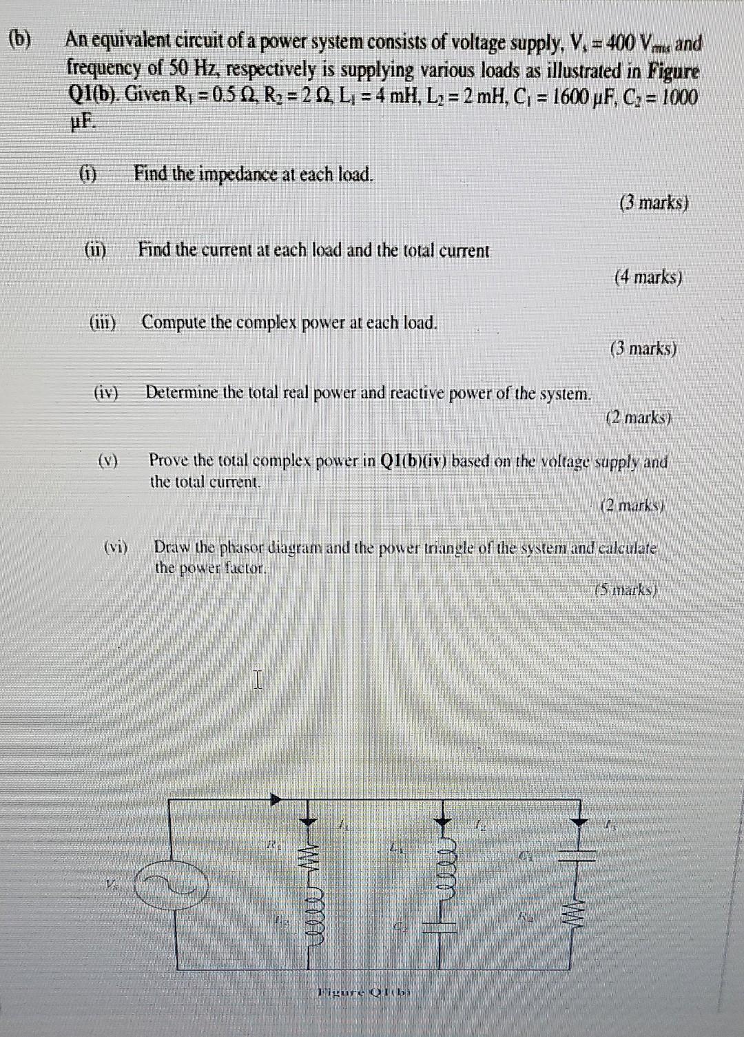 Solved An equivalent circuit of a power system consists of | Chegg.com