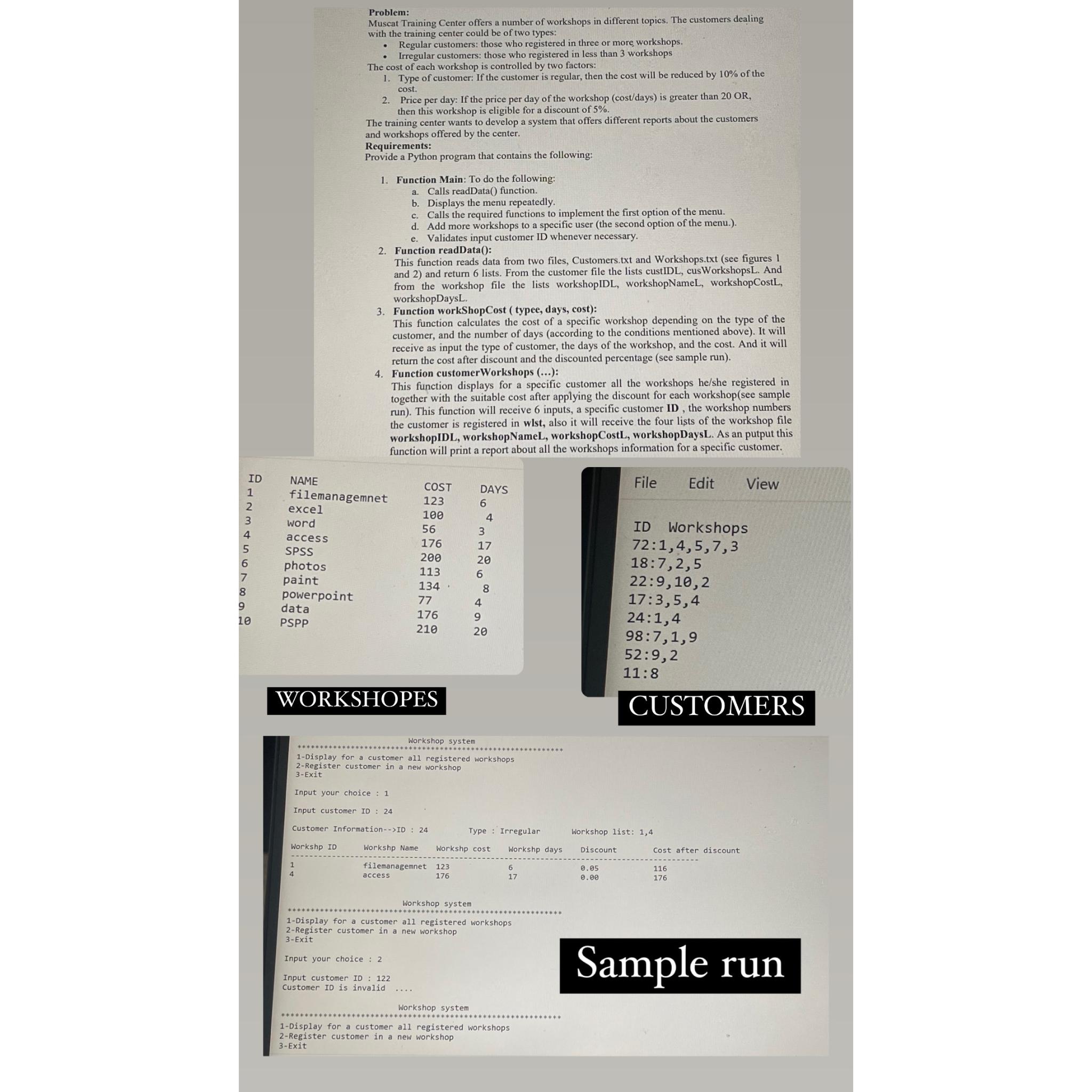 Solved Problem: Muscat Training Center offers a number of | Chegg.com