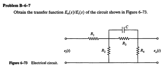 Solved Problem B-6-7Obtain the transfer function EosEi(s) of | Chegg.com