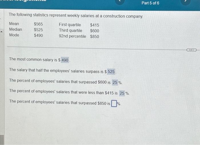 Solved The following statistics represent weekly salaries at | Chegg.com