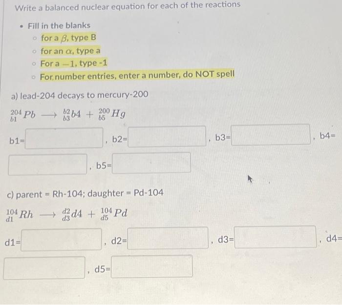 Solved Write a balanced nuclear equation for each of the | Chegg.com