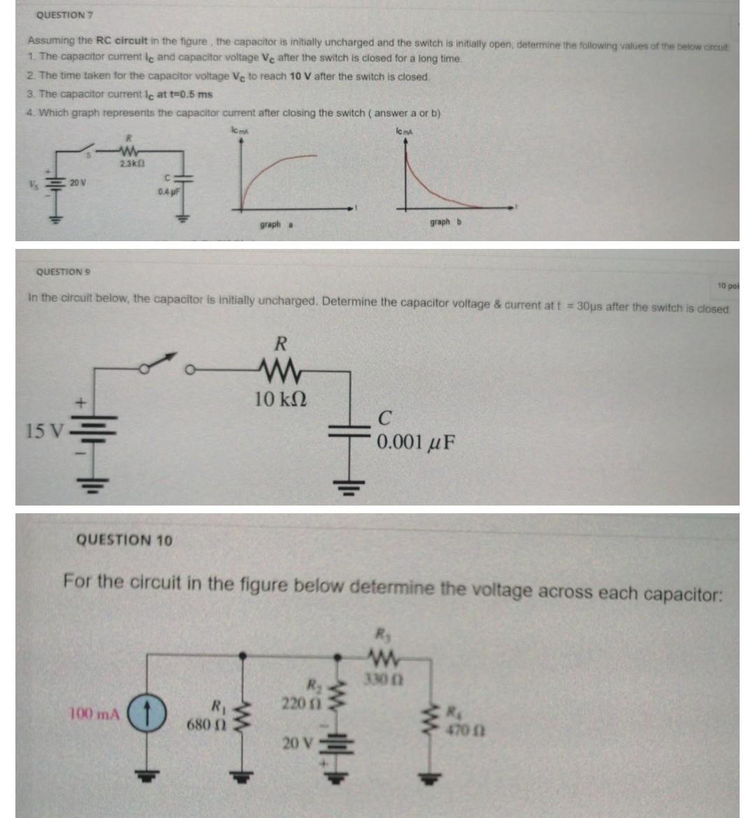 Solved Assuming the RC circuit in the figure, the capacitor | Chegg.com