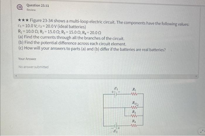 Solved ⋆⋆⋆ Figure 23-34 shows a multi-loop electric circuit. | Chegg.com