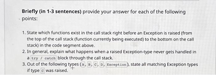 Solved Given the following Python code: class A (Exception): | Chegg.com