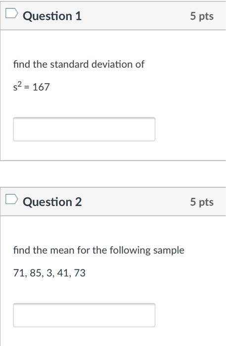 Solved Question 1 5 pts find the standard deviation of S2 = | Chegg.com