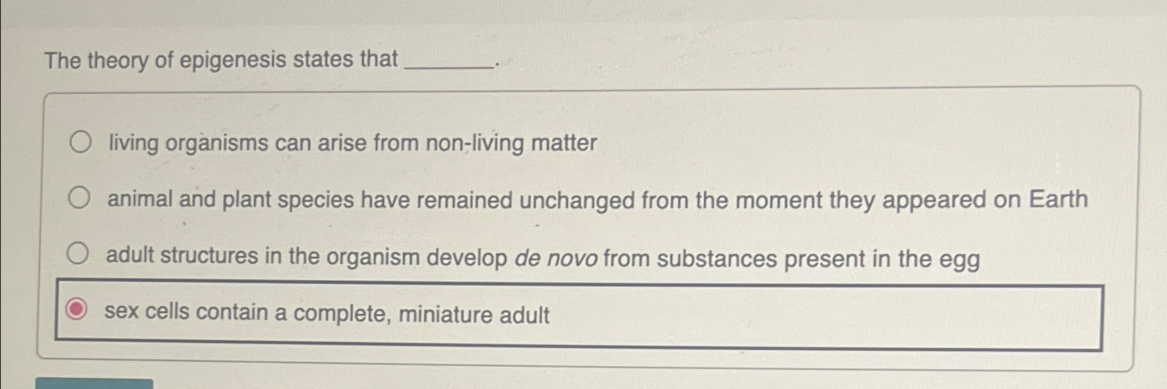 Solved The theory of epigenesis states thatliving organisms | Chegg.com