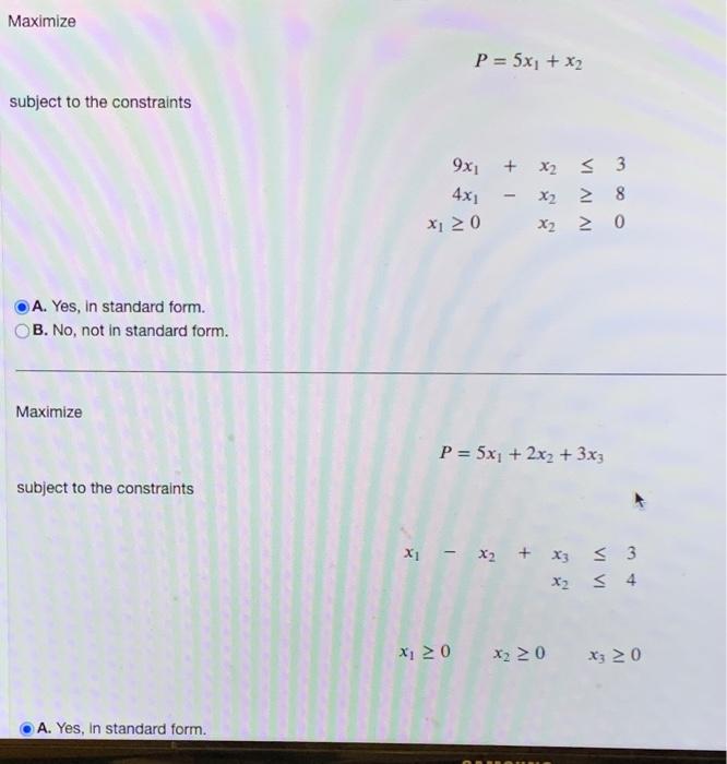 Solved Maximize P = 2x1 + 3x2 subject to the constraints 3x | Chegg.com