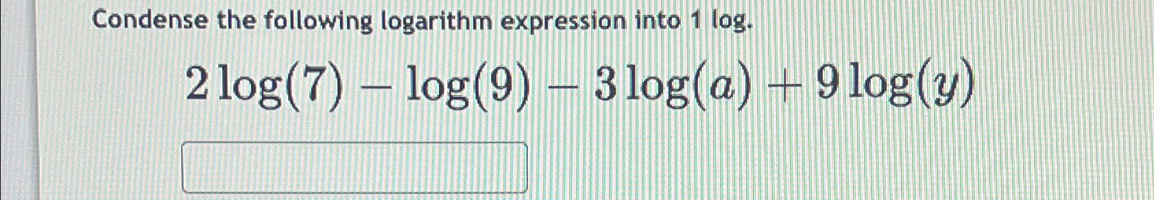 Solved Condense the following logarithm expression into 1 | Chegg.com