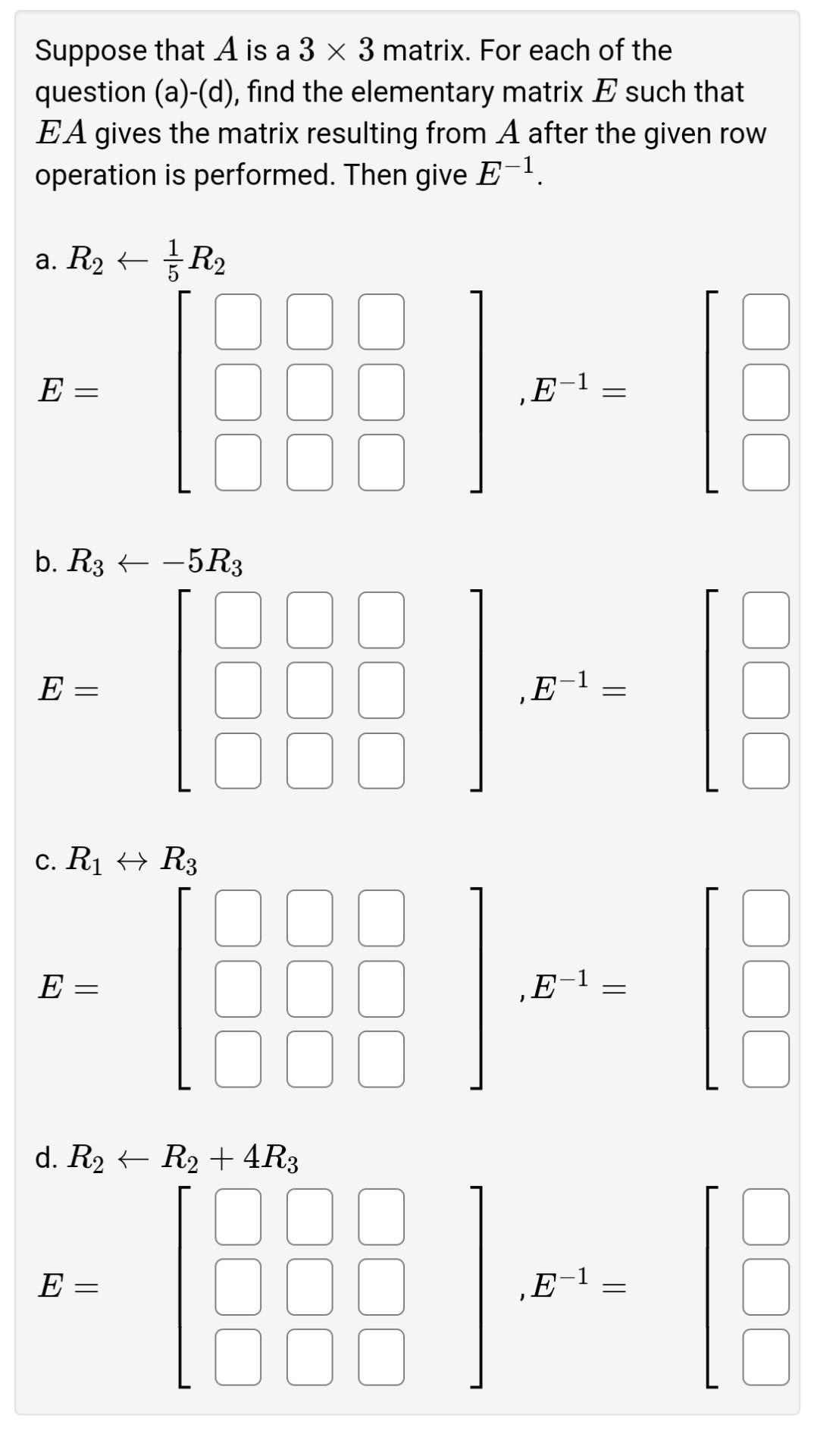 Suppose that A is a 3×3 matrix. For each of the | Chegg.com