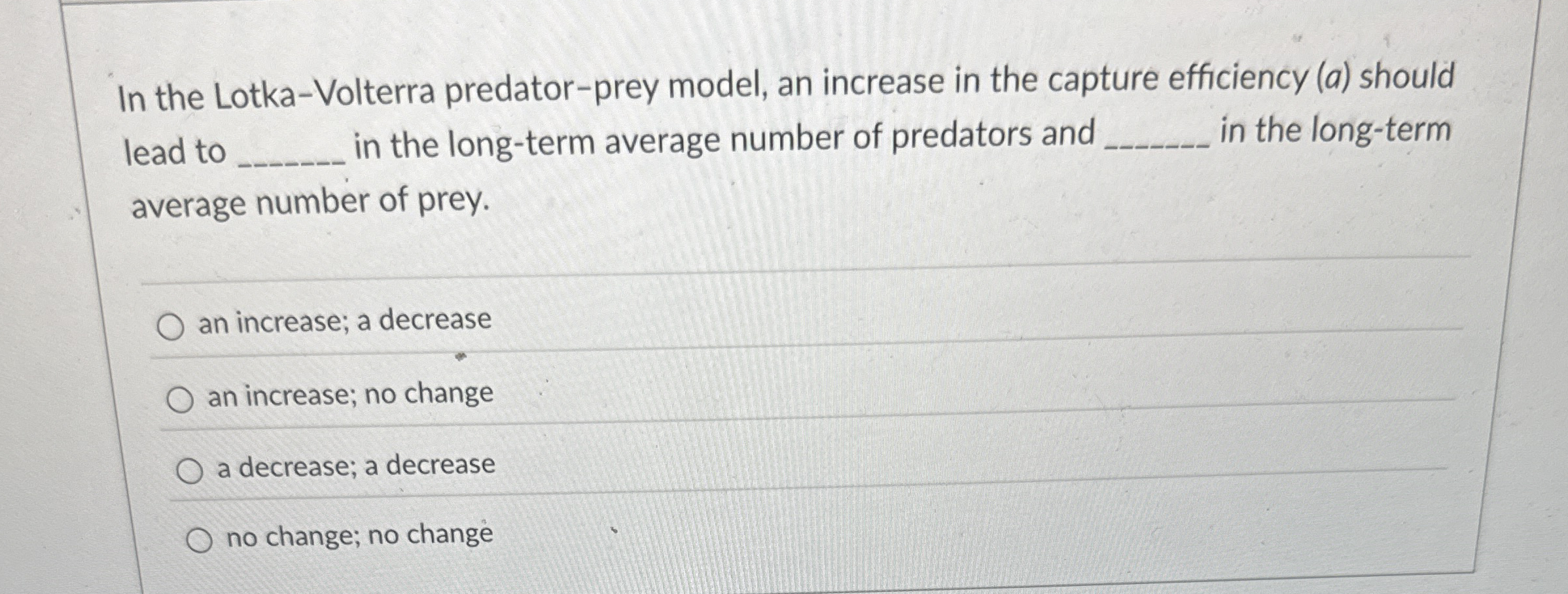 Solved In the Lotka-Volterra predator-prey model, an | Chegg.com