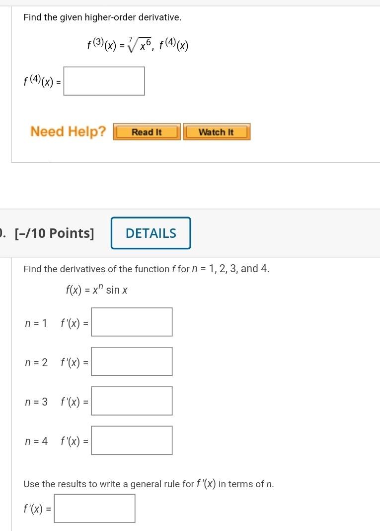 Solved Find the given higher-order derivative. | Chegg.com