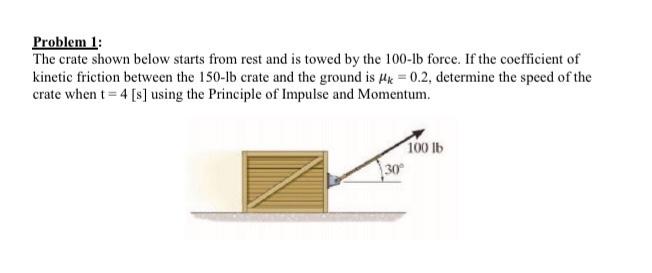 Solved Problem 1: The crate shown below starts from rest and | Chegg.com