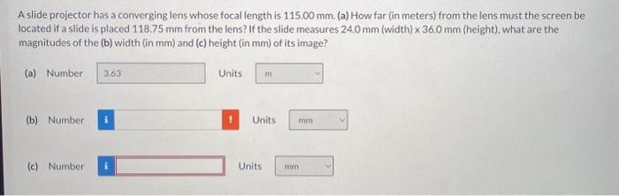 Solved A slide projector has a converging lens whose focal | Chegg.com