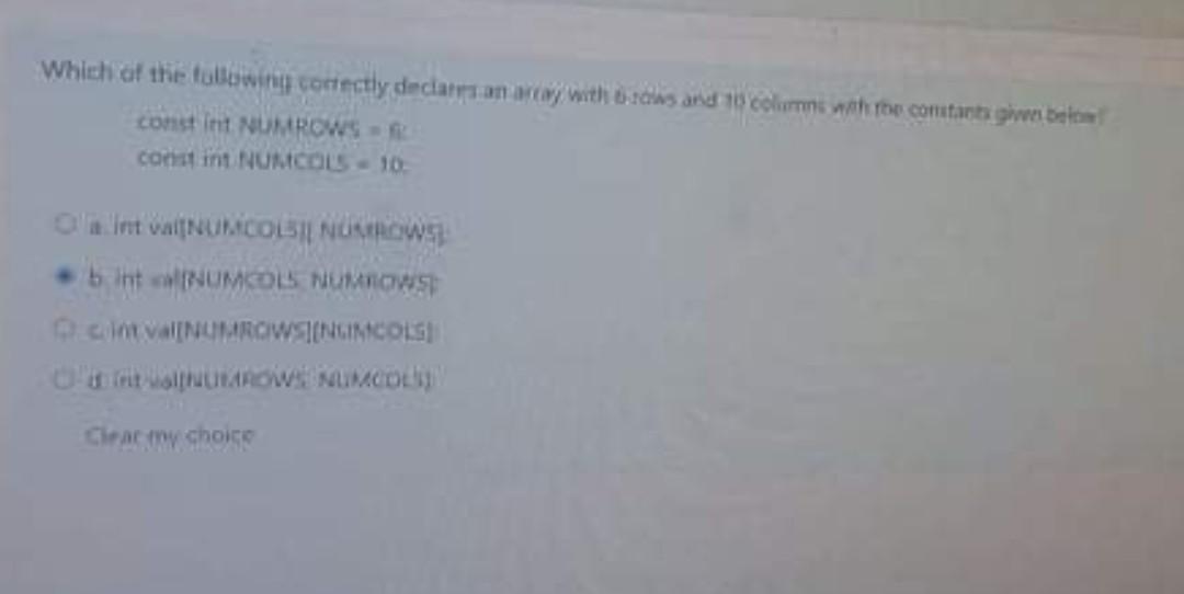 Solved Which of the following contactly declaran ay wth this | Chegg.com