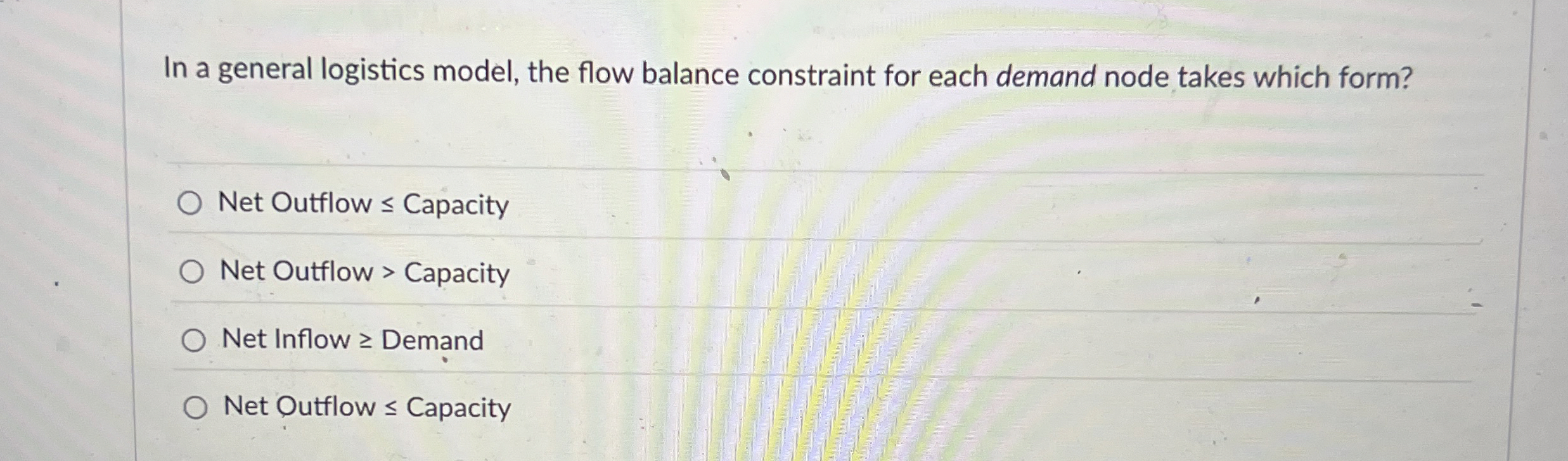 Solved In a general logistics model, the flow balance | Chegg.com