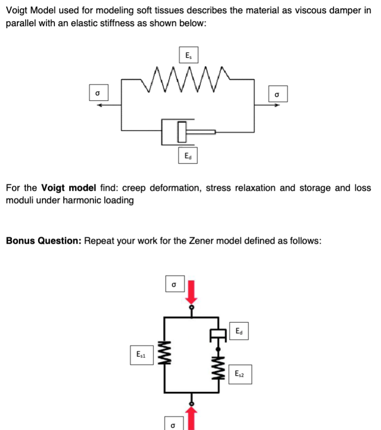 Solved Voigt Model used for modeling soft tissues describes | Chegg.com