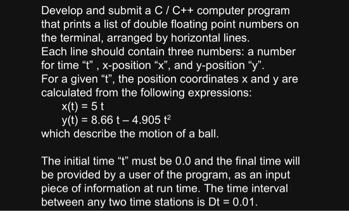 Solved Develop and submit a C/C++ computer program that | Chegg.com