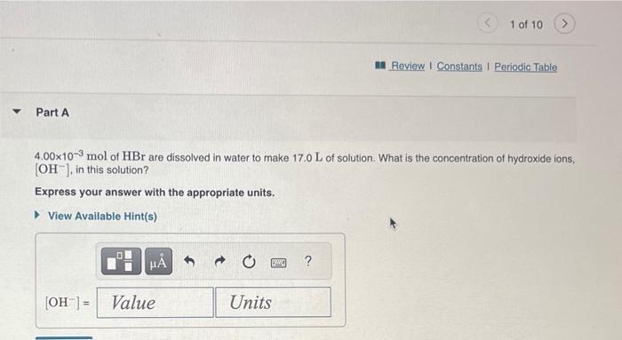 Solved 1 of 10 an Review I Constants I Periodic Table Part A | Chegg.com