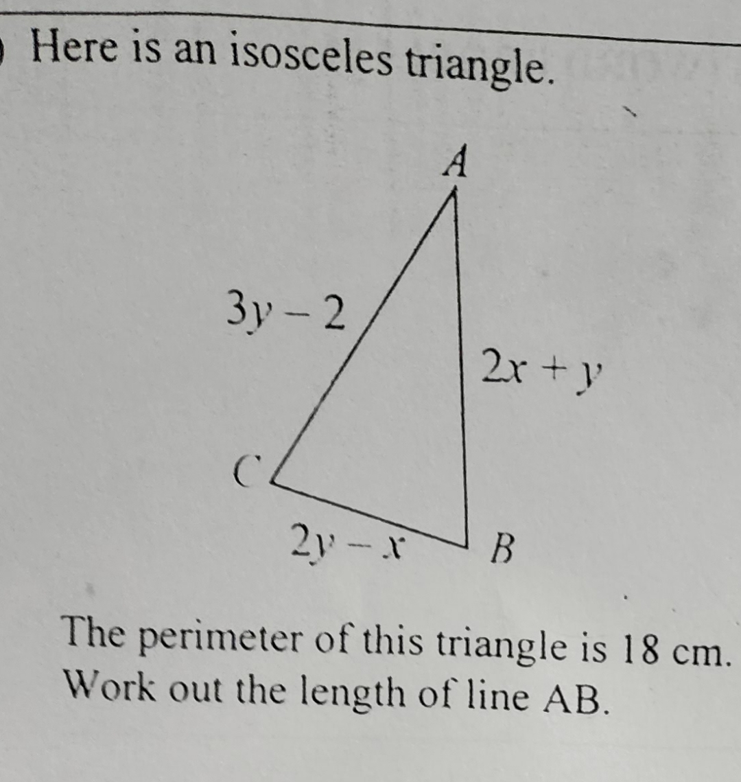 Solved Here is an isosceles triangle.The perimeter of this | Chegg.com