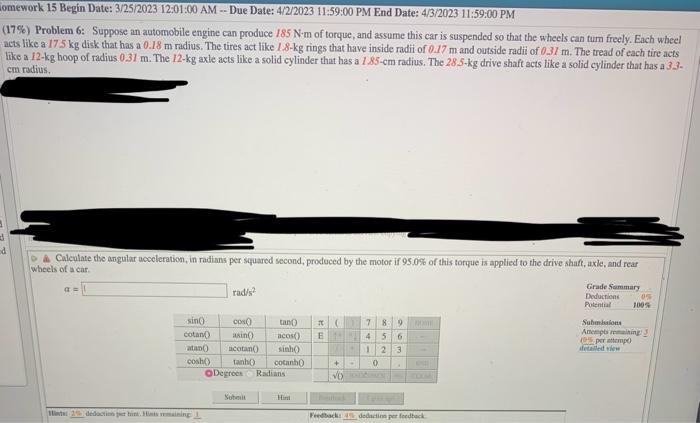 Solved (17\%) Problem 6: Suppose an automobile engine can | Chegg.com Solved (17\%) Problem 6: Suppose an automobile engine can | Chegg.com