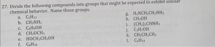 Solved Divide the following compounds into groups that might | Chegg.com