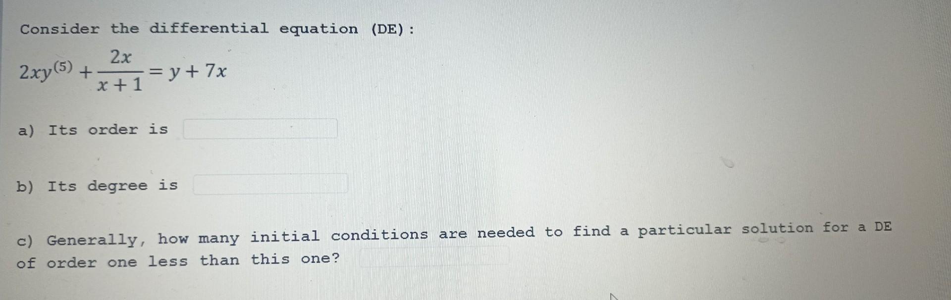 Solved Consider the differential equation (DE): | Chegg.com