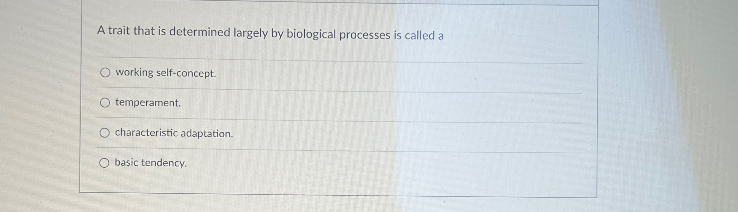 Solved A trait that is determined largely by biological | Chegg.com