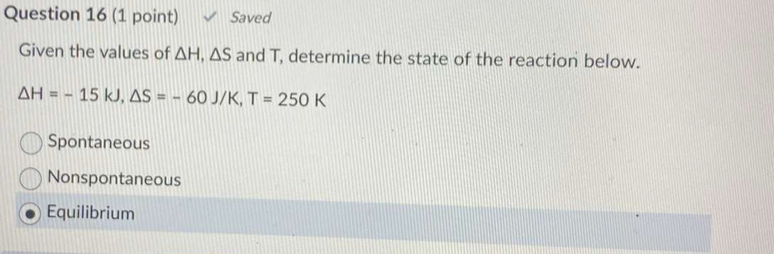Question 16 (1 ﻿point) ﻿SavedGiven the values of | Chegg.com