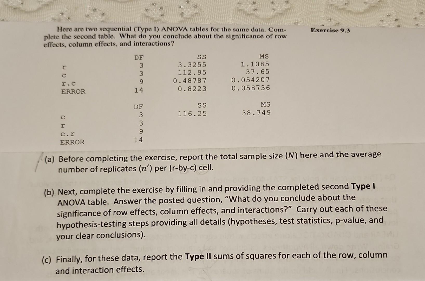 Solved Here are two sequential (Type I) ANOVA tables for the | Chegg.com