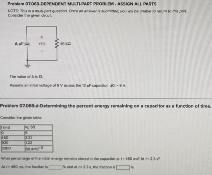 Solved Problem 07069 Dependent Multi Part Problem Assign 9097