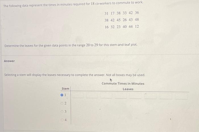 Solved The following data represent the times in minutes | Chegg.com