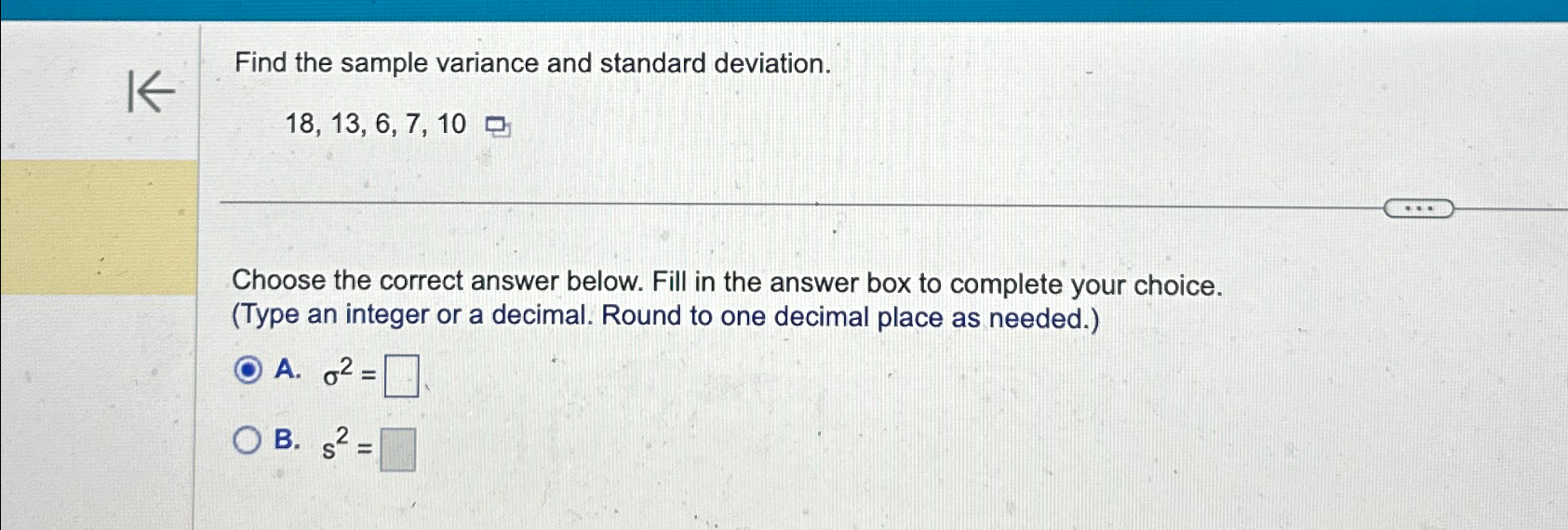 Solved Find the sample variance and standard | Chegg.com