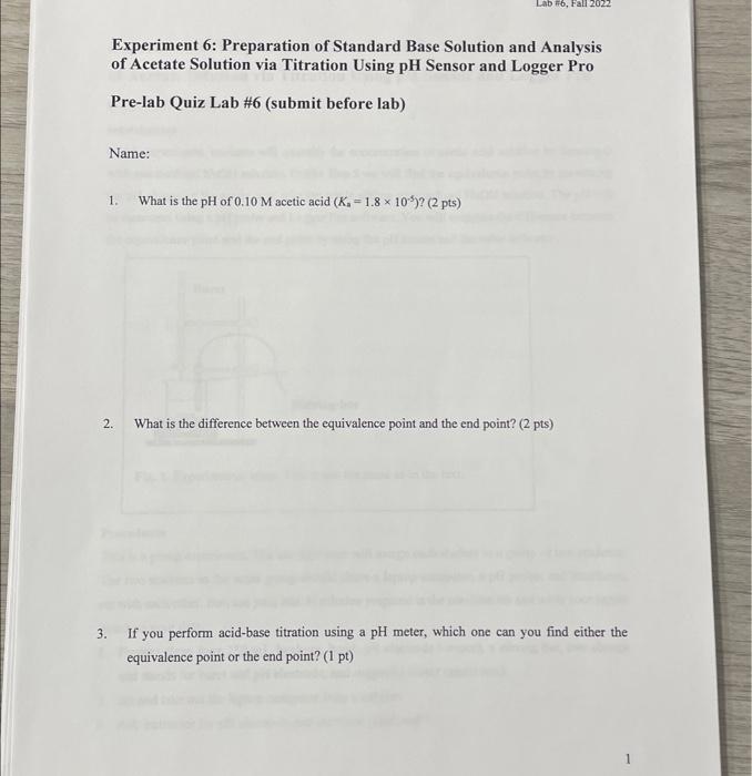 Solved Experiment 6: Preparation of Standard Base Solution | Chegg.com