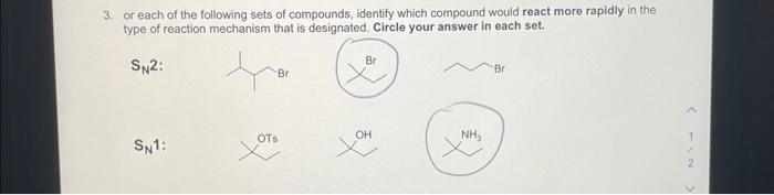 Solved 3. or each of the following sets of compounds, | Chegg.com