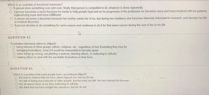 Solved Which is an example of functional autonomy? perion | Chegg.com