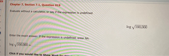 Solved ES Chapter 7, Section 7.1, Question 019 Evaluate | Chegg.com