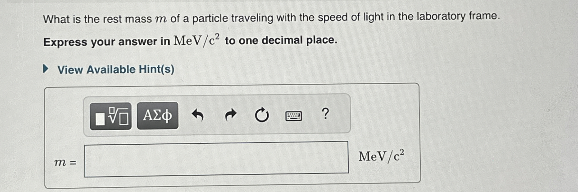 Solved What is the rest mass m ﻿of a particle traveling with | Chegg.com