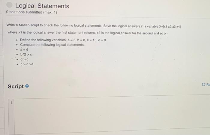 Solved Logical Statements O solutions submitted (max: 1) | Chegg.com