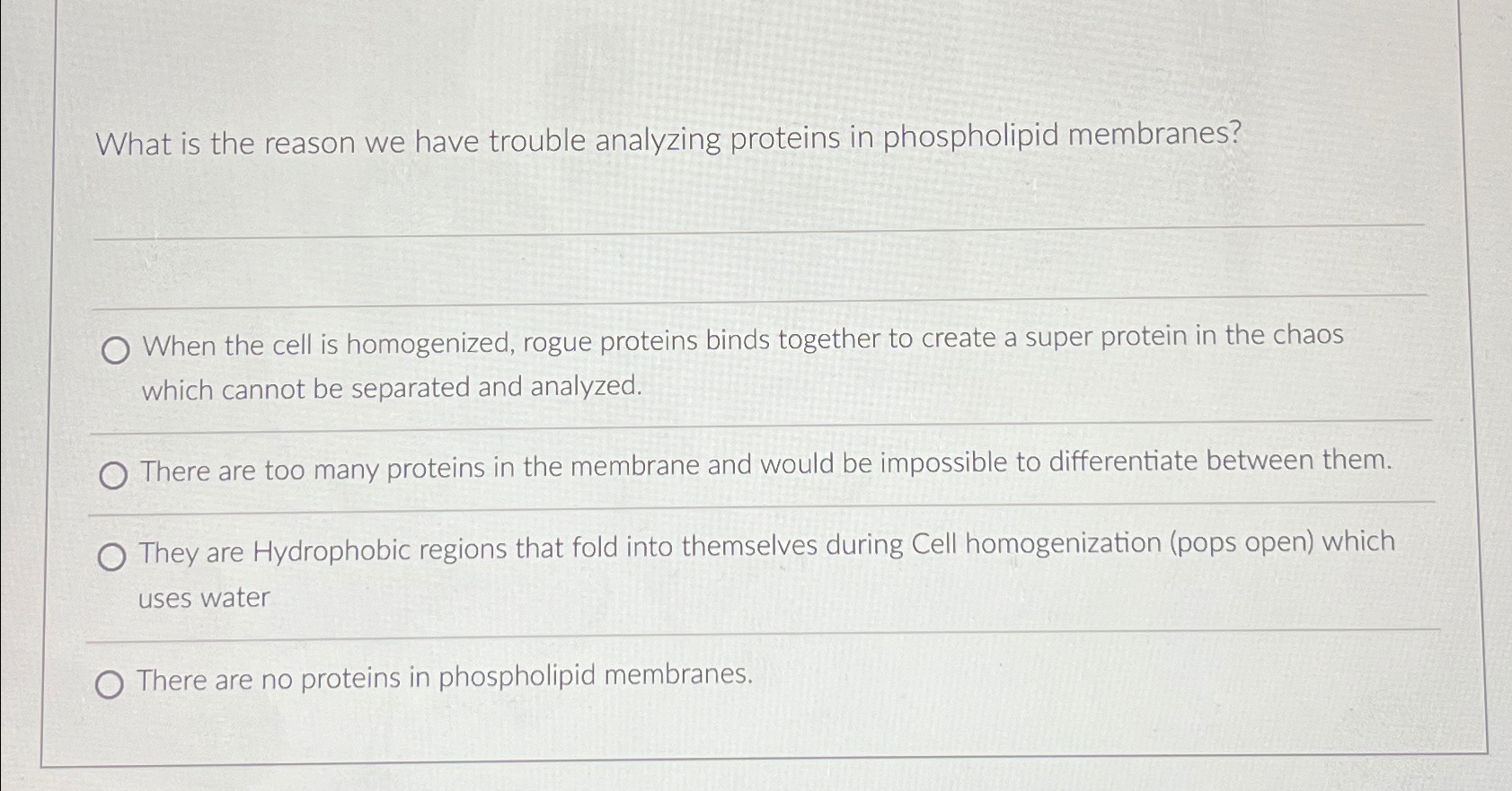 Solved What is the reason we have trouble analyzing proteins | Chegg.com