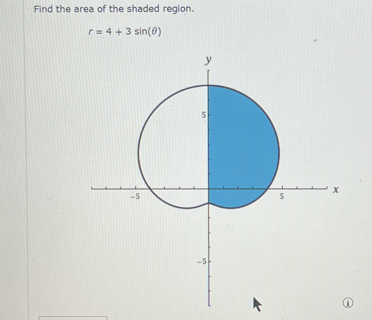 Solved Find the area of the shaded region.r=4+3sin(θ) | Chegg.com