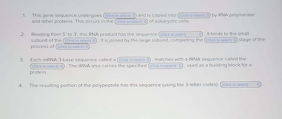 Solved This gene sequence undergoes (IClick to select) 0 ) | Chegg.com