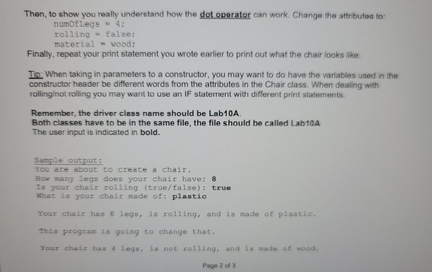 Lab10A: A Tale of Two Classes When teaching objects | Chegg.com