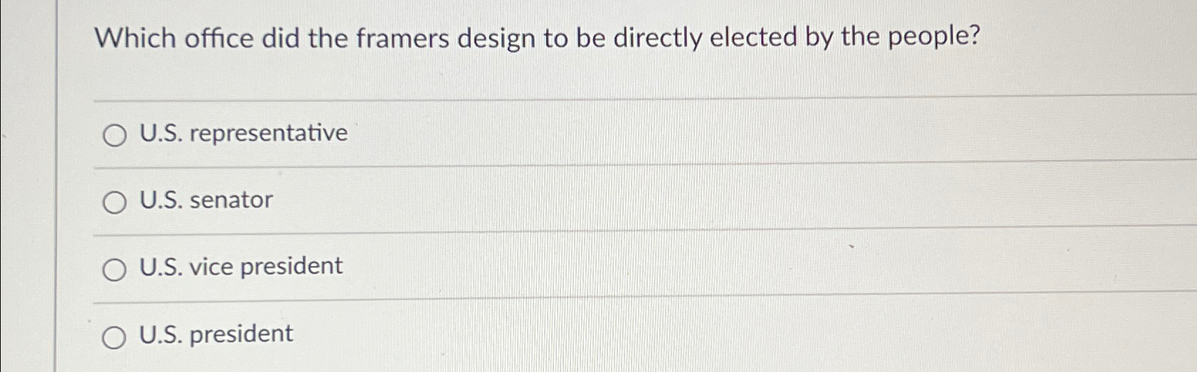 Solved Which office did the framers design to be directly | Chegg.com