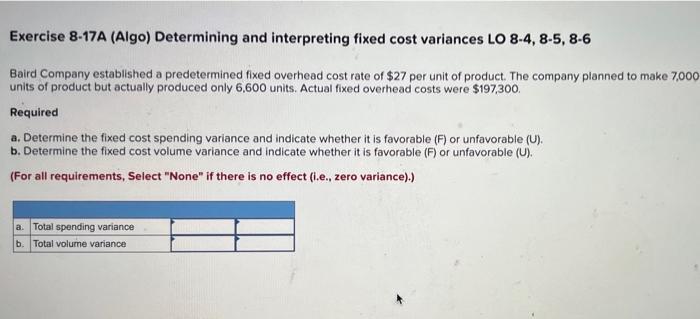 Solved Exercise 8-17A (Algo) Determining and interpreting | Chegg.com