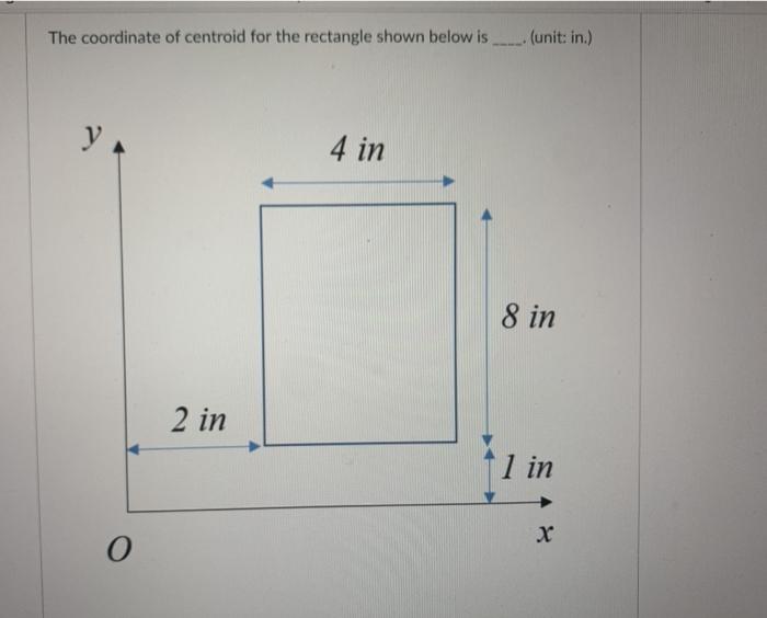 Solved The coordinate of centroid for the rectangle shown | Chegg.com