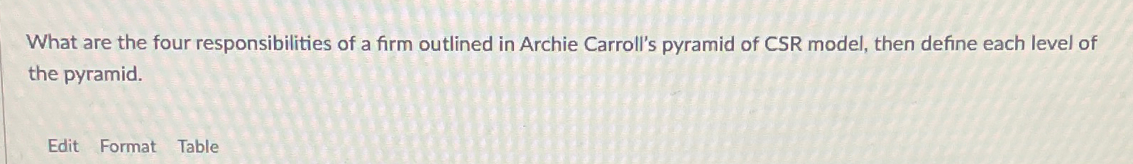 Solved What are the four responsibilities of a firm outlined | Chegg.com