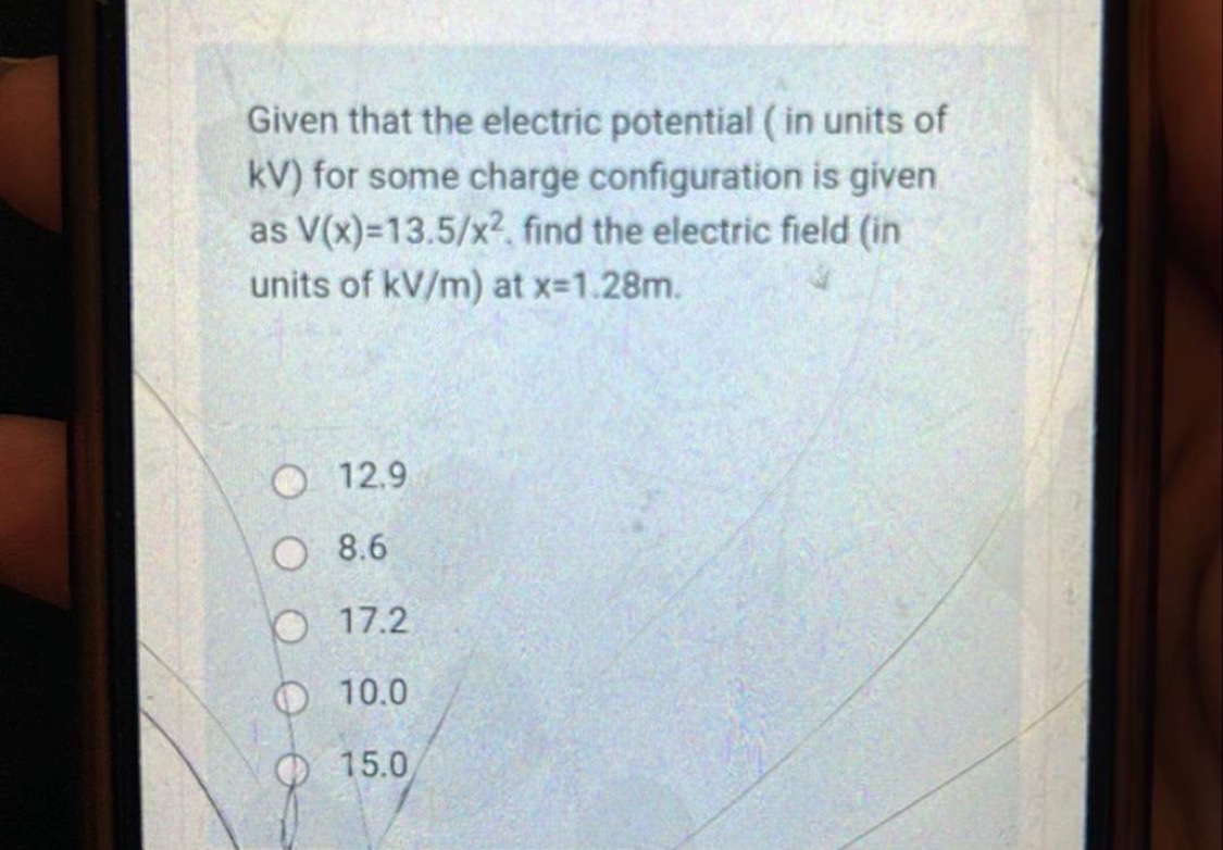 Solved Given that the electric potential (in units of kV ) | Chegg.com